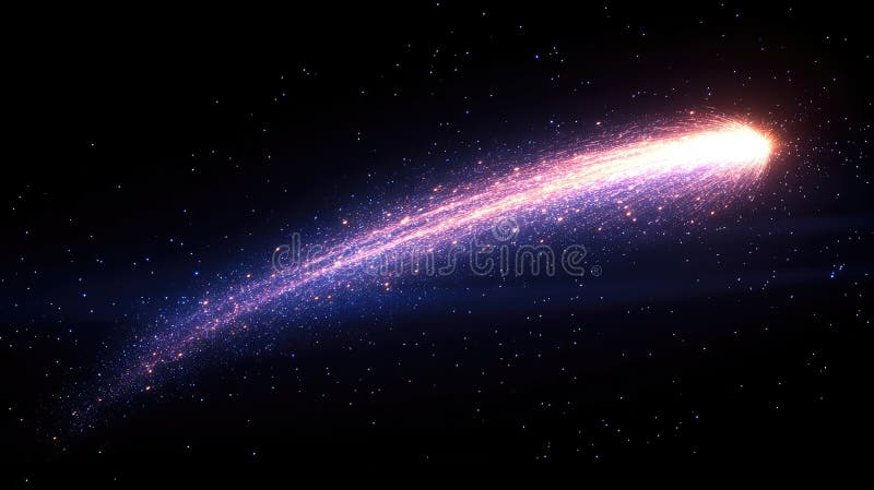 Vibrant Shooting Star with Fireworks Light Trail in Night Sky Stock ...