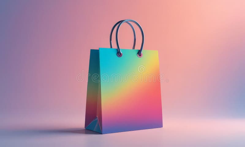 Vibrant Shopping Bag with Gradient Colors Stands Upright Against ...