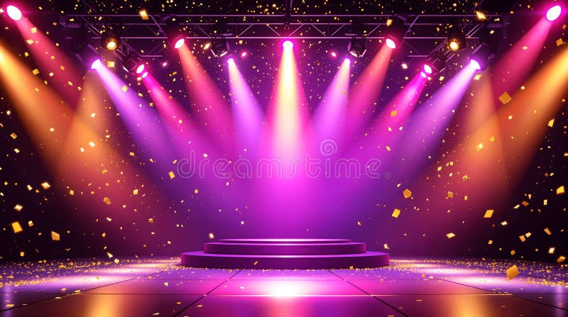 Vibrant Show Stage Background with Dramatic Lighting and Golden ...