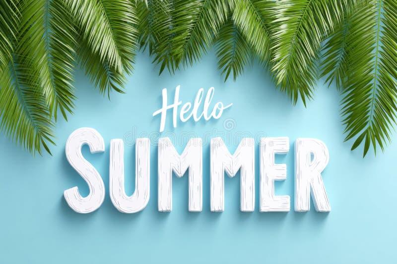 A Vibrant Sign Reading Hello Summer Against a Cheerful Blue Backdrop ...