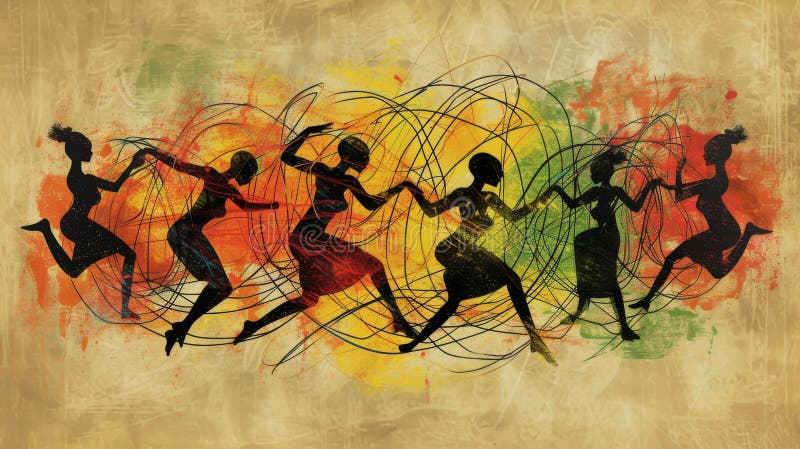 Vibrant Silhouettes Dancing Figures Artistic Motion Stock Photos - Free ...