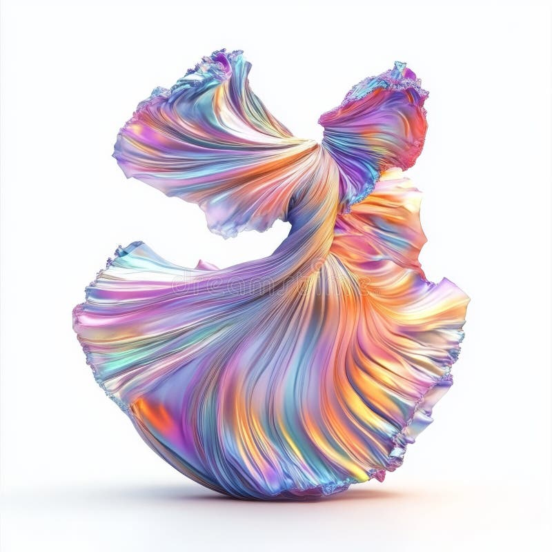 Vibrant Silk Fabric with a Flowing Pattern is Set Against a Clean White ...