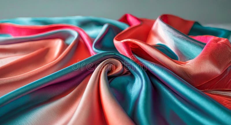 Vibrant Silk Fabric with Rich Color Contrast Stock Image - Image of ...