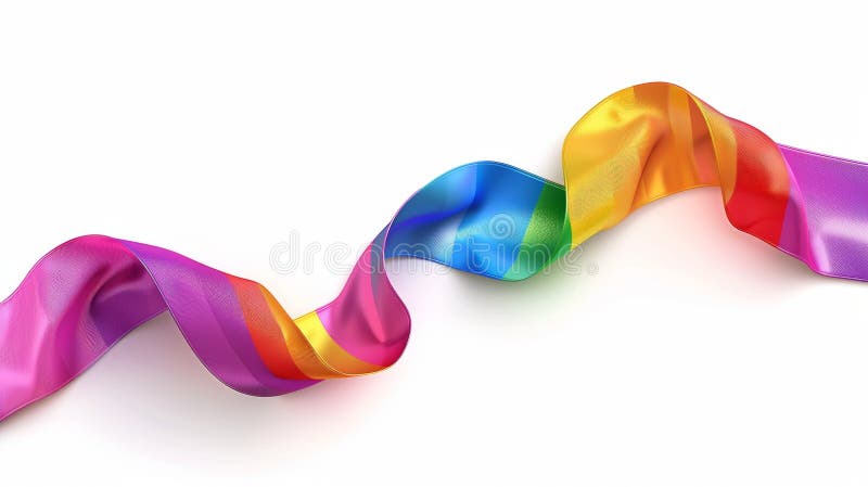 Vibrant Silk Ribbon with a Rainbow Gradient Flowing on a White ...