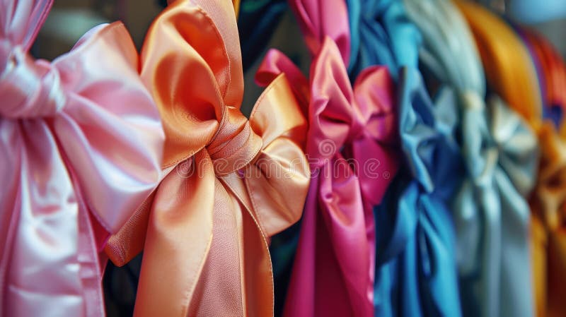Vibrant Silk Ribbons Display - Colorful Assortment in Close-Up Stock ...
