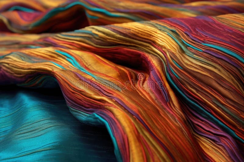 Vibrant Silk Threads Woven into Luxurious Fabric Stock Illustration ...