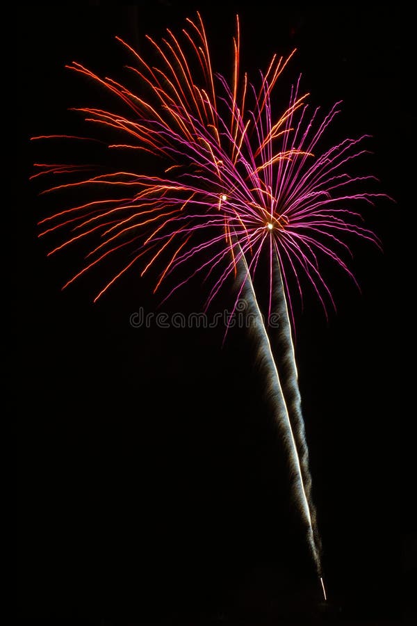 Vibrant Single Firework Against the Night Sky. Stock Photo - Image of ...
