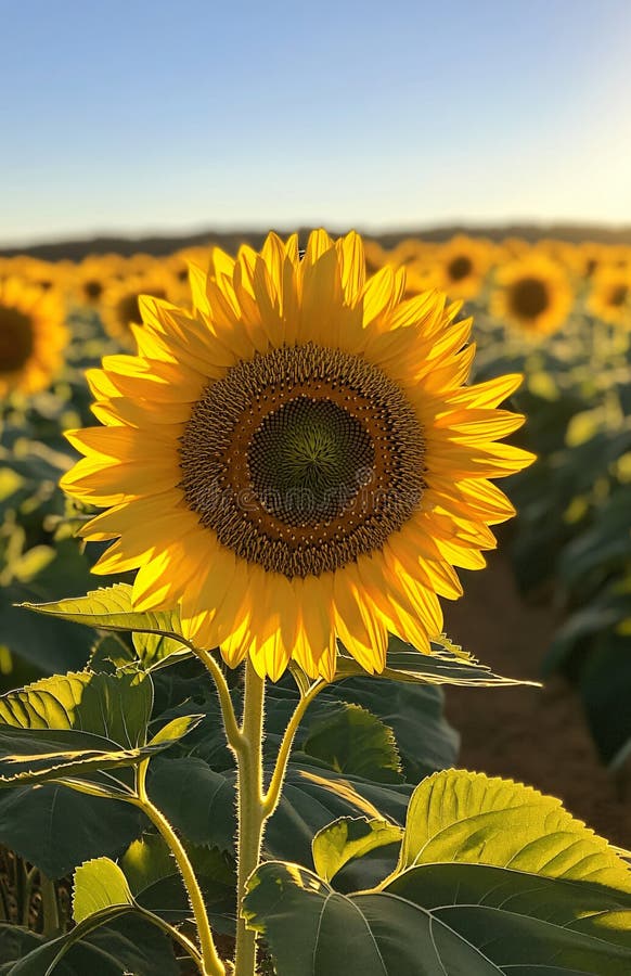 Vibrant Single Sunflower in Golden Hour Sunlight High Quality Image ...