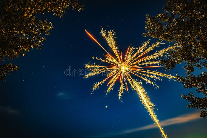 Vibrant Sky Illuminated by a Colorful Fireworks Display Against a Night ...