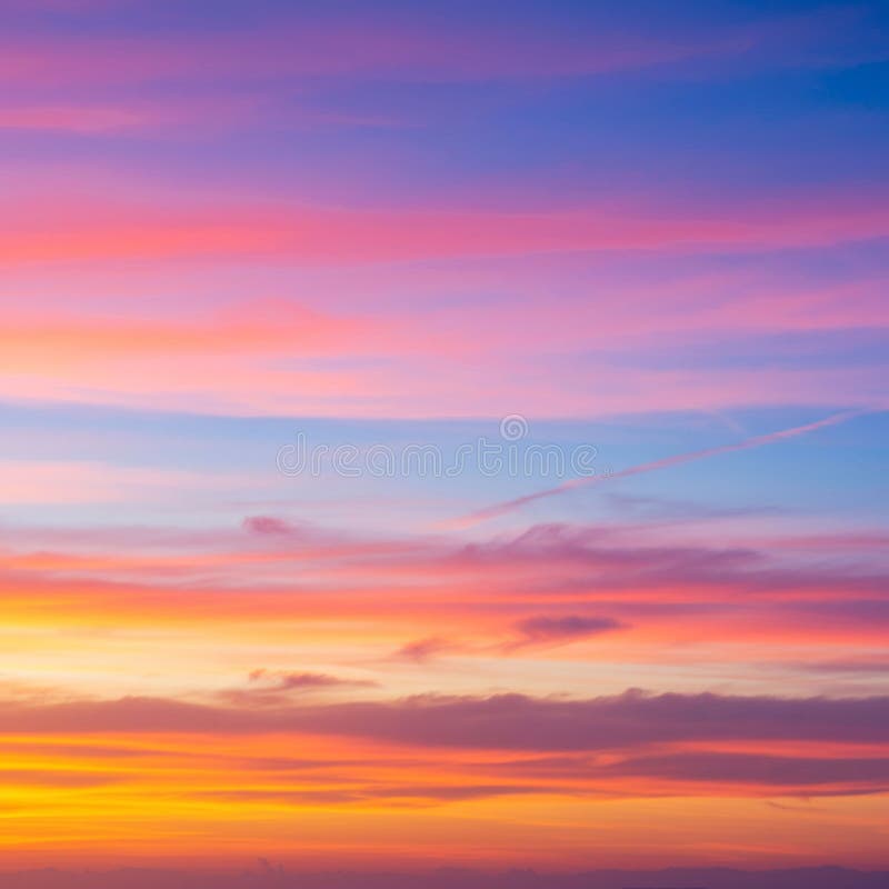 A Vibrant Sky with Layers of Colored Clouds at Sunset. the Spectrum ...