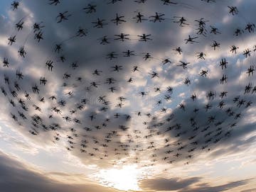 Drone Swarm Acrobatics with AI Coordination Stock Illustration ...
