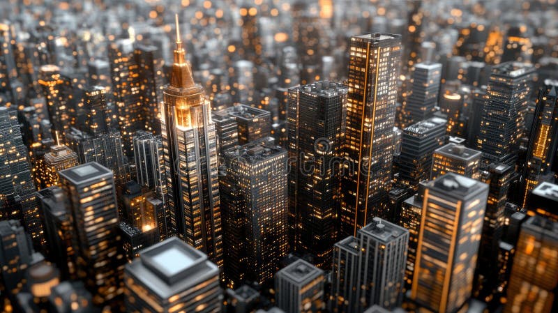 Vibrant Skyline of a City at Night Illuminated by Network Connections ...