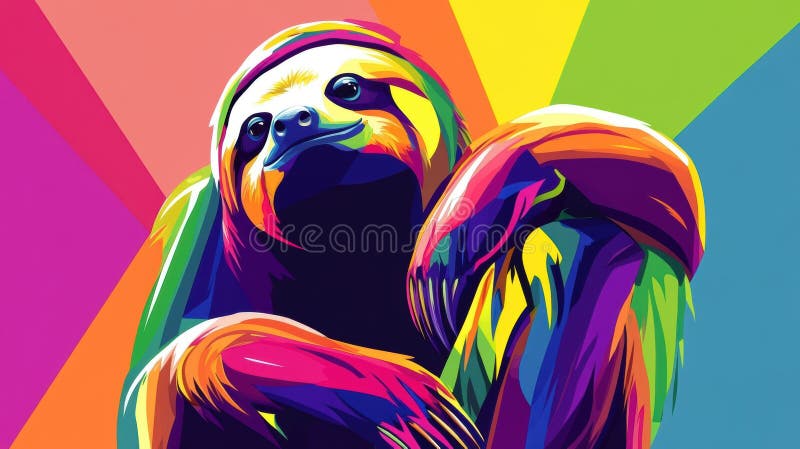 Vibrant Sloth in Pop Art Style Stock Illustration - Illustration of ...