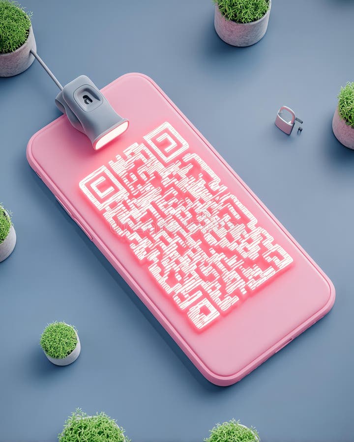 Vibrant Smartphone Displaying QR Code with Modern Greenery Accents ...