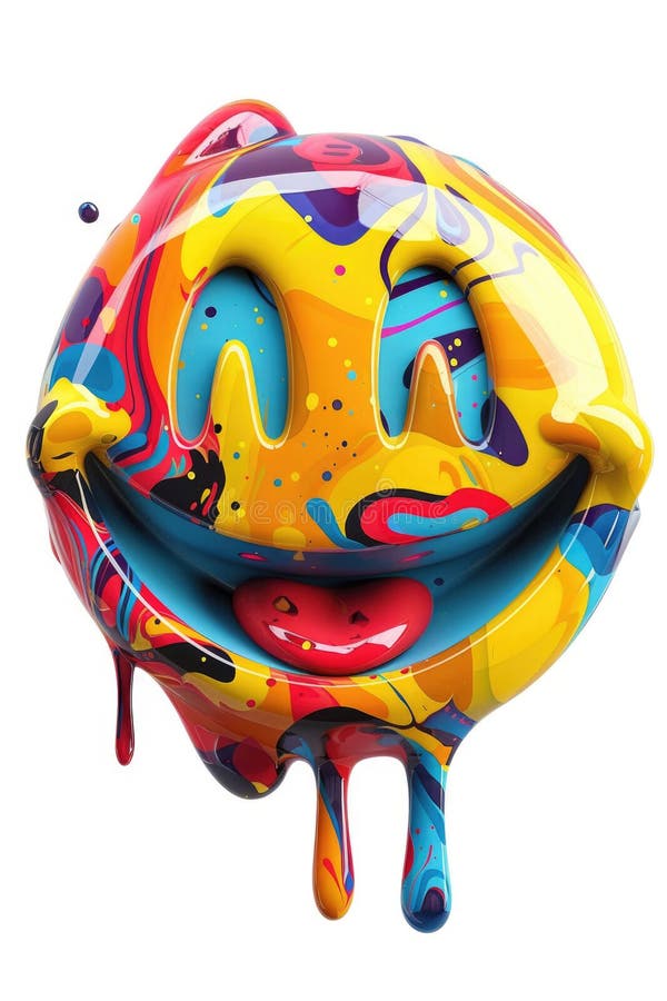 A Vibrant Smiley Face with Melting Multicolored Paint in a Bold and ...
