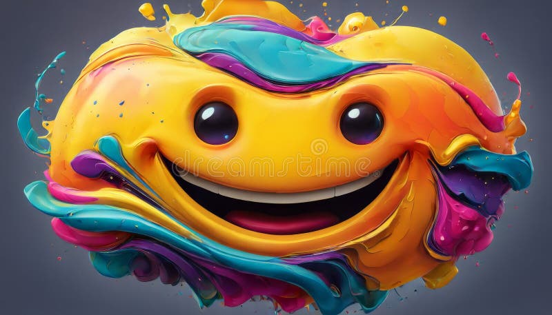 Vibrant Smiley Face Splash with Multicolored Paint Swirls Stock ...