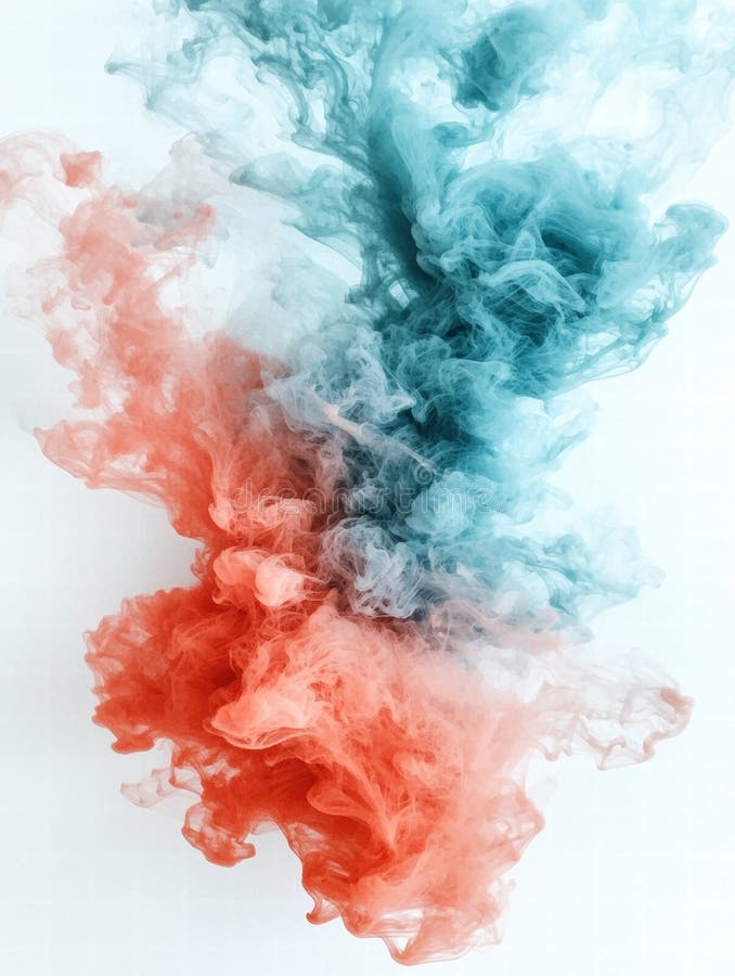 Vibrant Smoke Explosion in Teal and Coral Colors Stock Illustration ...