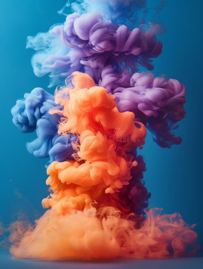 Vibrant Smoke Explosion on White Background Generative AI Stock ...