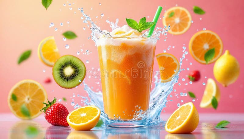 A Vibrant Smoothie of Oranges and Other Fruits Exploding with ...