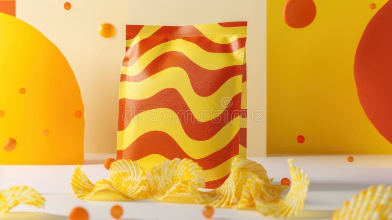 Playful Snack Pouch with Bright Wavy Patterns for Modern Graphic Design ...