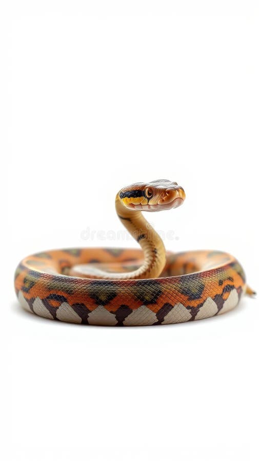 Colorful Snake Coiled on a Surface Showcasing Intricate Patterns in ...