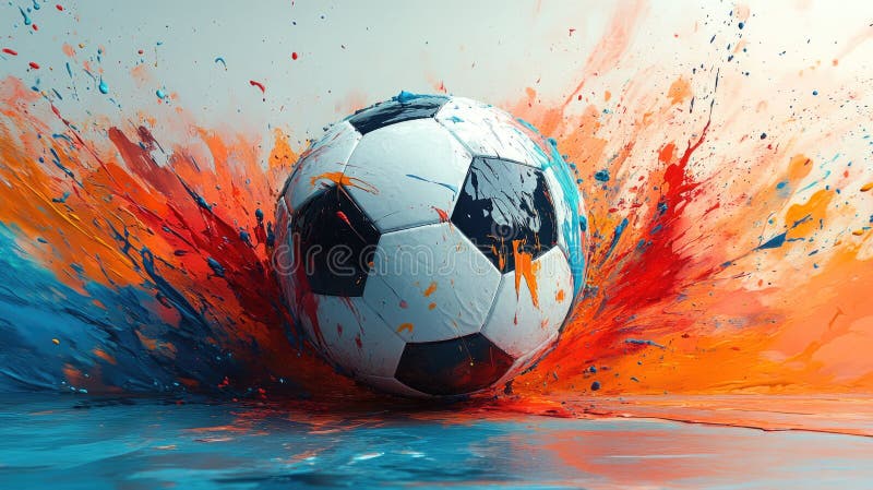 Vibrant Soccer Ball Dynamic Splash Red Blue Paint Stock Photos - Free ...