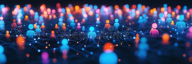 Vibrant Social Network Visualized through Colorful 3D Avatars Connected ...