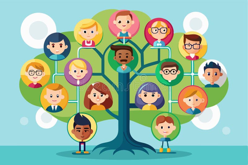 A Vibrant Social Tree Features Customizable Cartoon Characters ...