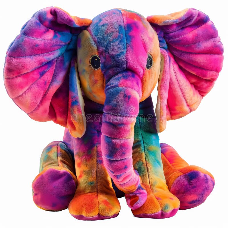 A Vibrant and Soft Stuffed Elephant with Large Ears and a Trunk ...