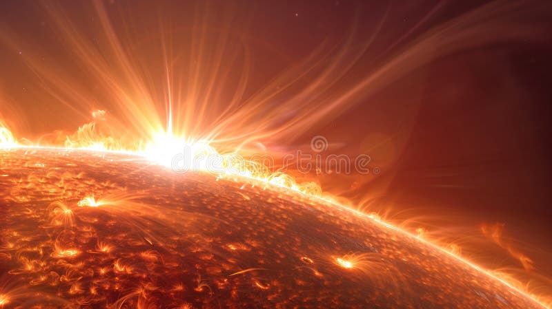Vibrant Solar Flare Erupting from the Suns Surface in Space at Sunset ...