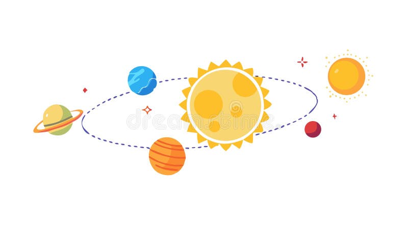 Vibrant Solar System Illustration with Planets Orbiting the Sun, Vector ...