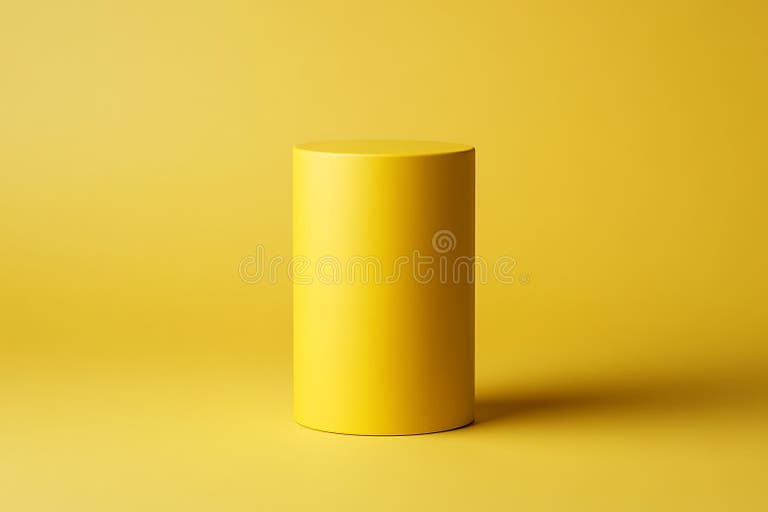 Vibrant Solid Yellow Cylinder Podium on a Saturated Monochromatic ...