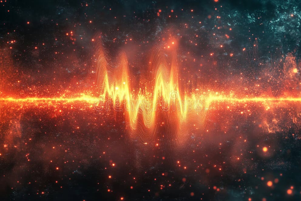 Vibrant Sound Wave Visualization with Glowing Particles in Cosmic ...