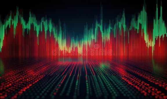 Vibrant Sound Wave Visualization with Red and Green Peaks Reflecting on ...