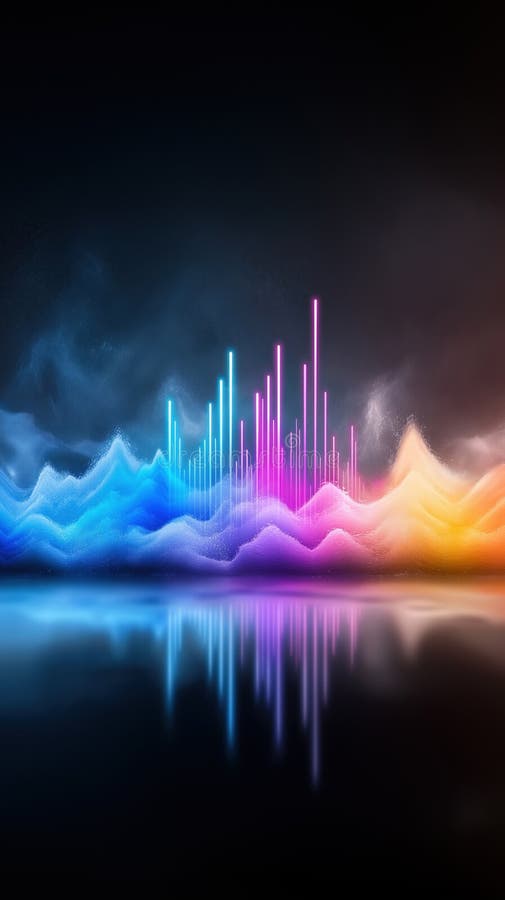 Vibrant Sound Waves Illuminated in a Colorful Audio Visualization Stock ...