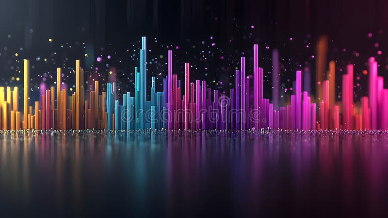 Vibrant Soundwave Visualization with Glowing Colors and a Reflective ...