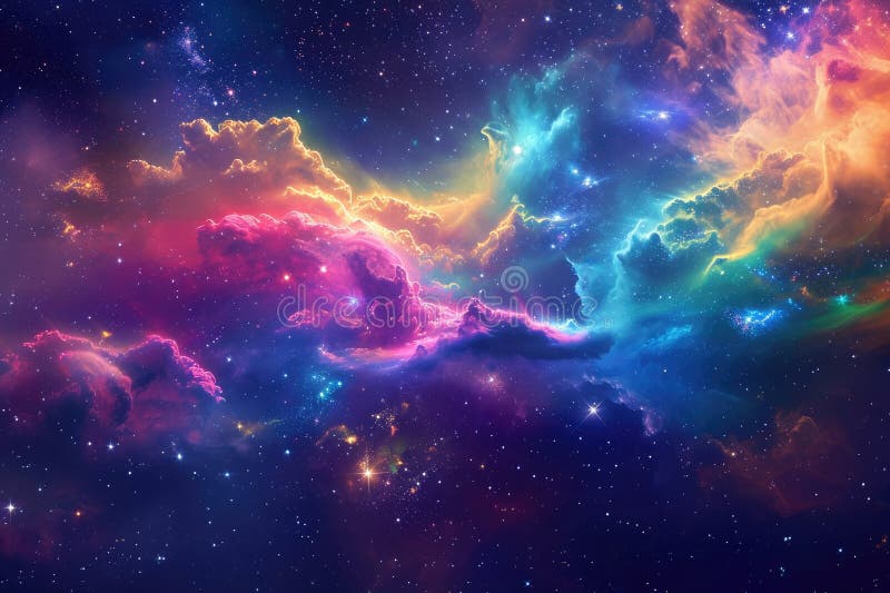 A Vibrant Space Scene Filled with Stars and Clouds, Creating a ...