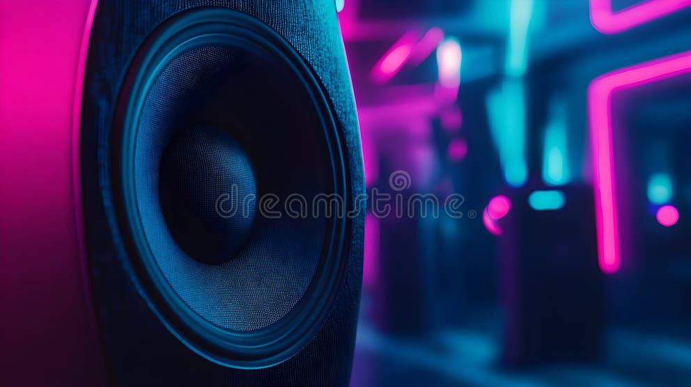 Vibrant Speaker in Neon-lit Urban Setting Stock Photo - Image of ...