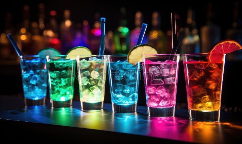 A Vibrant Spectrum of Colorful Beverages Stock Illustration ...