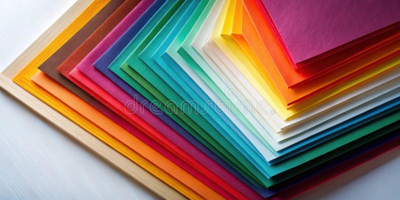 Vibrant Spectrum of Colorful Paper Sheets Arranged in a Geometric ...