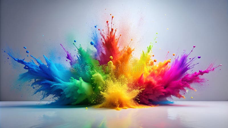 Vibrant Spectrum of Exploding Color Powder Creating a Dynamic and ...