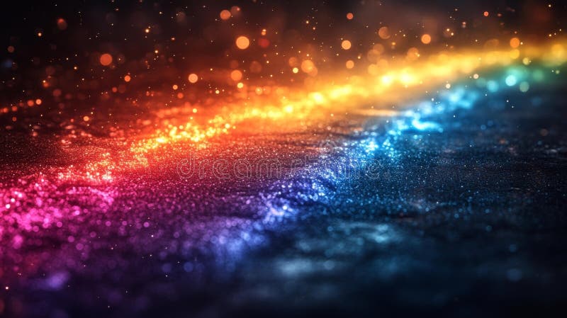 Vibrant Spectrum of Rainbow Light Reflecting on a Dark Surface with ...