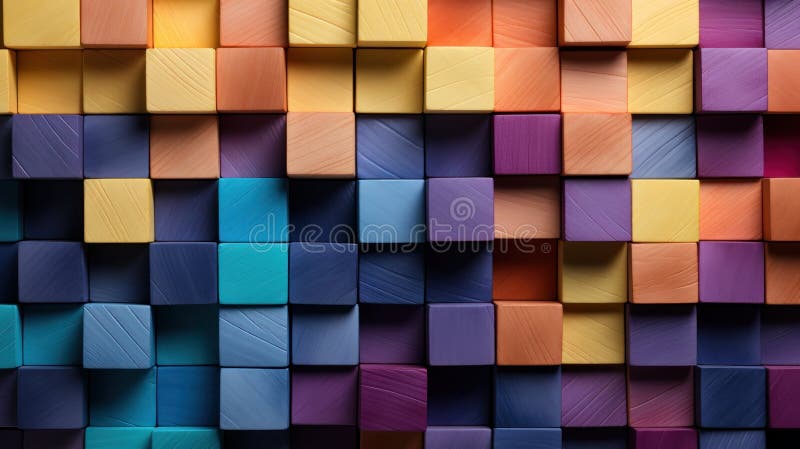 Vibrant Spectrum of Stacked Wooden Blocks AI Generated Stock ...