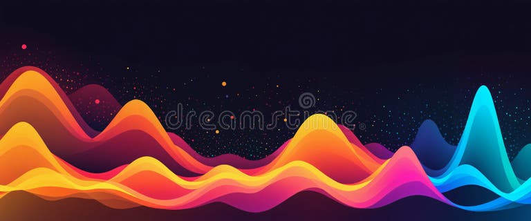Vibrant Spectrum Visualization with Colorful Sound Waves or Digital ...