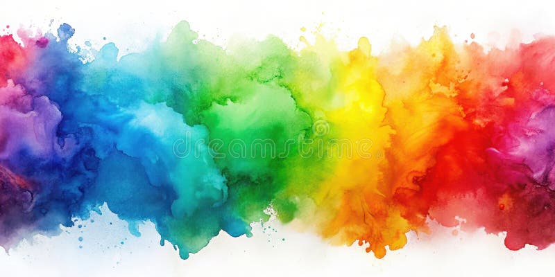 Vibrant Spectrum of Watercolor Paints in a Horizontal Banner Format ...