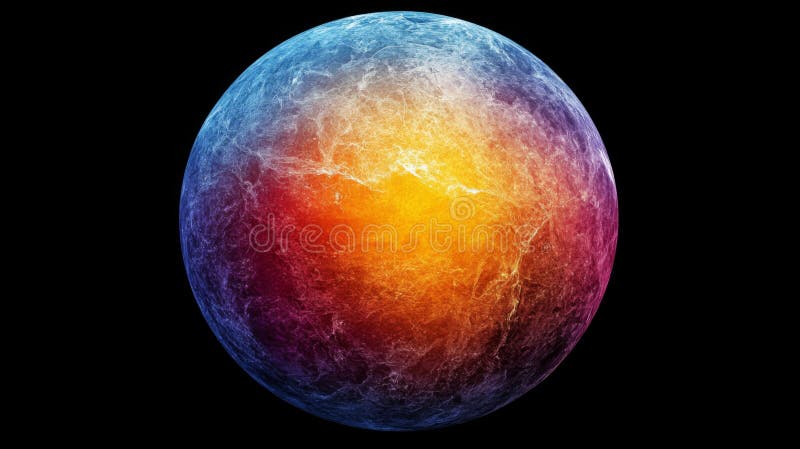 A Vibrant Sphere Displays a Fiery Core and Icy Exterior Stock ...