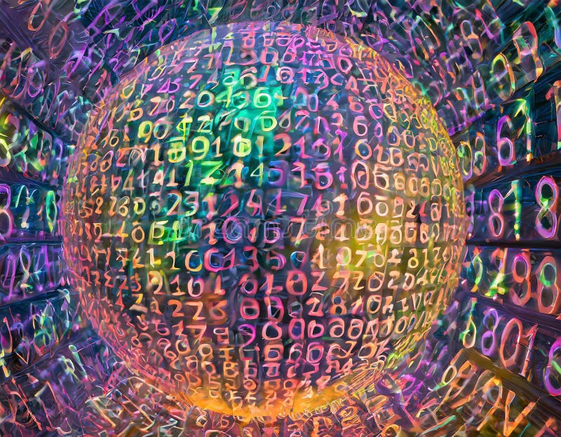 A Vibrant Sphere Made Entirely of Glowing Numbers, Arranged in a ...
