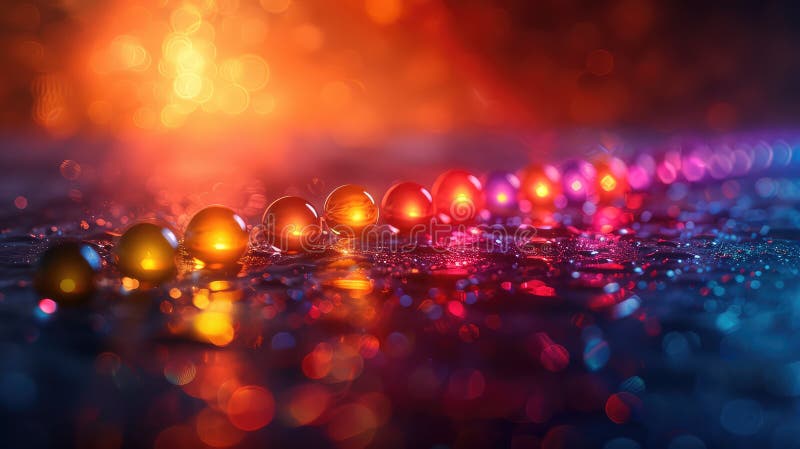 Vibrant Spherical Objects on Iridescent Glitter Background with Bokeh ...