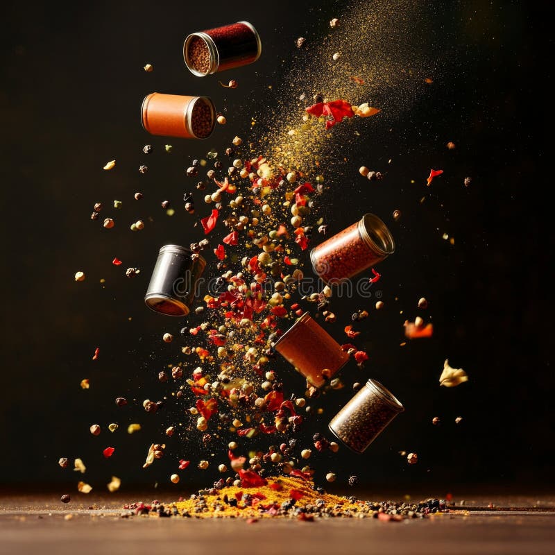Vibrant Herbs Spices Exploding Mid Air Stock Photos - Free & Royalty ...