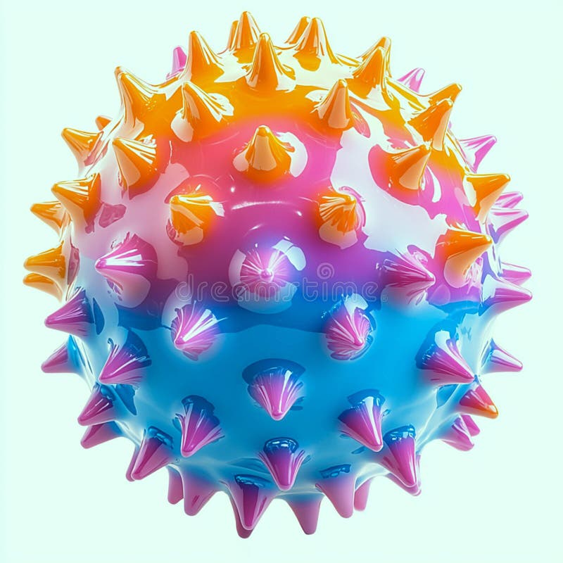 Colorful Spiky Sphere Object Render Digital Art Design Isolated on ...